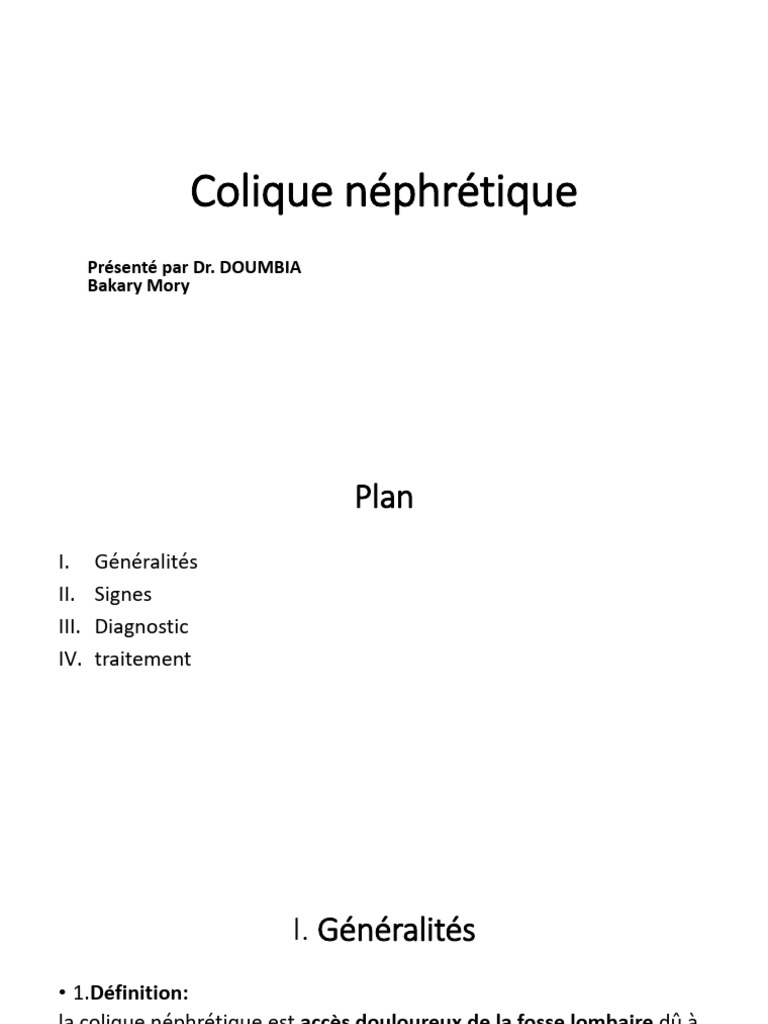Colique néphrétique : symptômes et traitement | PDF | Maladies et ...