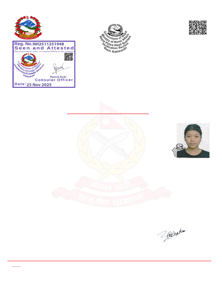 Nepal Police Character Verification Document | PDF | Nepal | Emergency ...