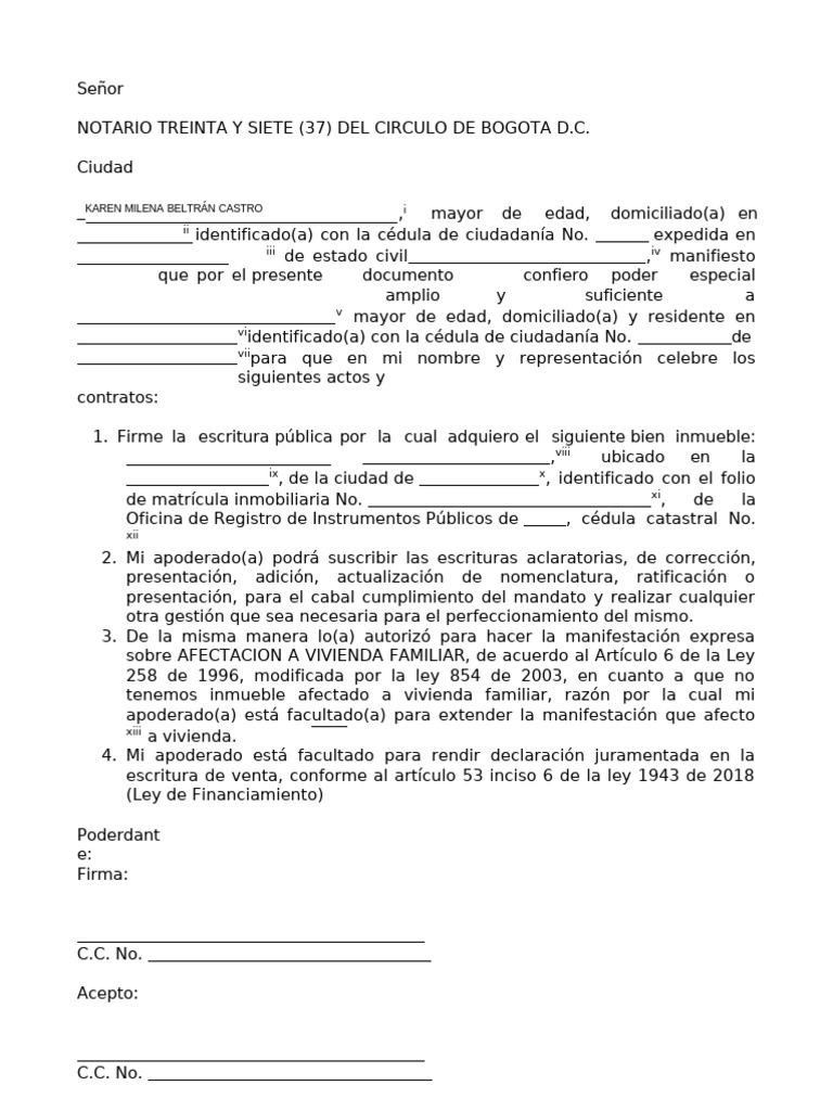 Poder Especial para Escritura Inmobiliaria | PDF