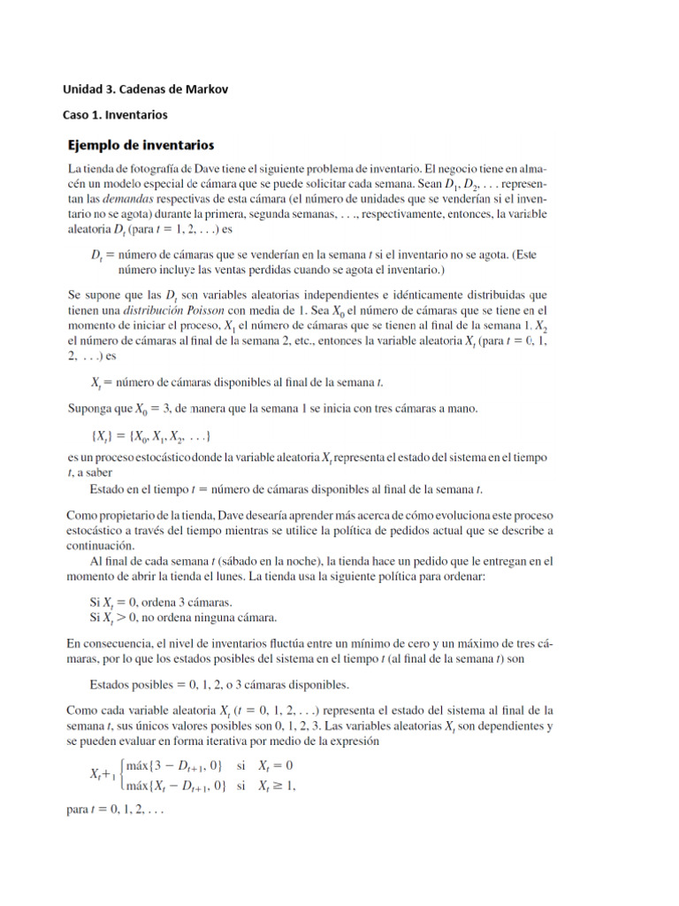Caso 1. Inventarios (Cadenas de Markov) | PDF