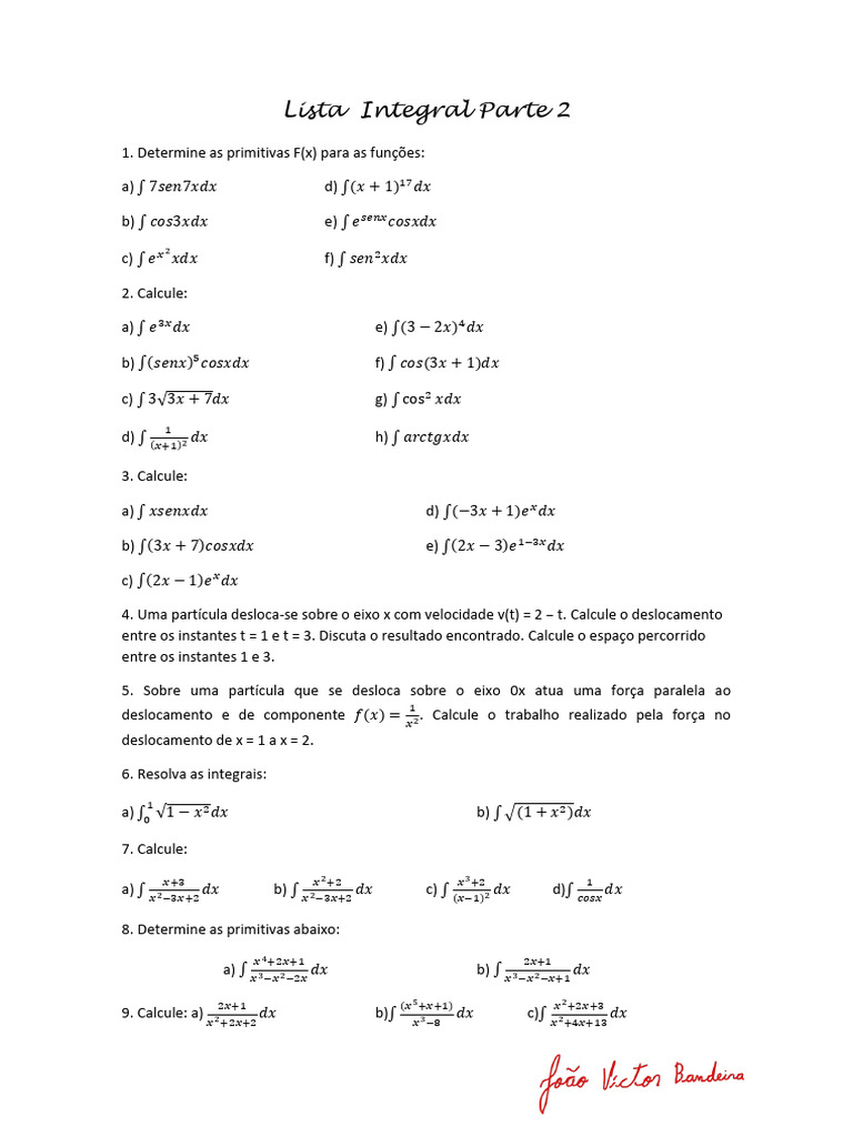 Cálculo de Integrais e Primitivas | PDF