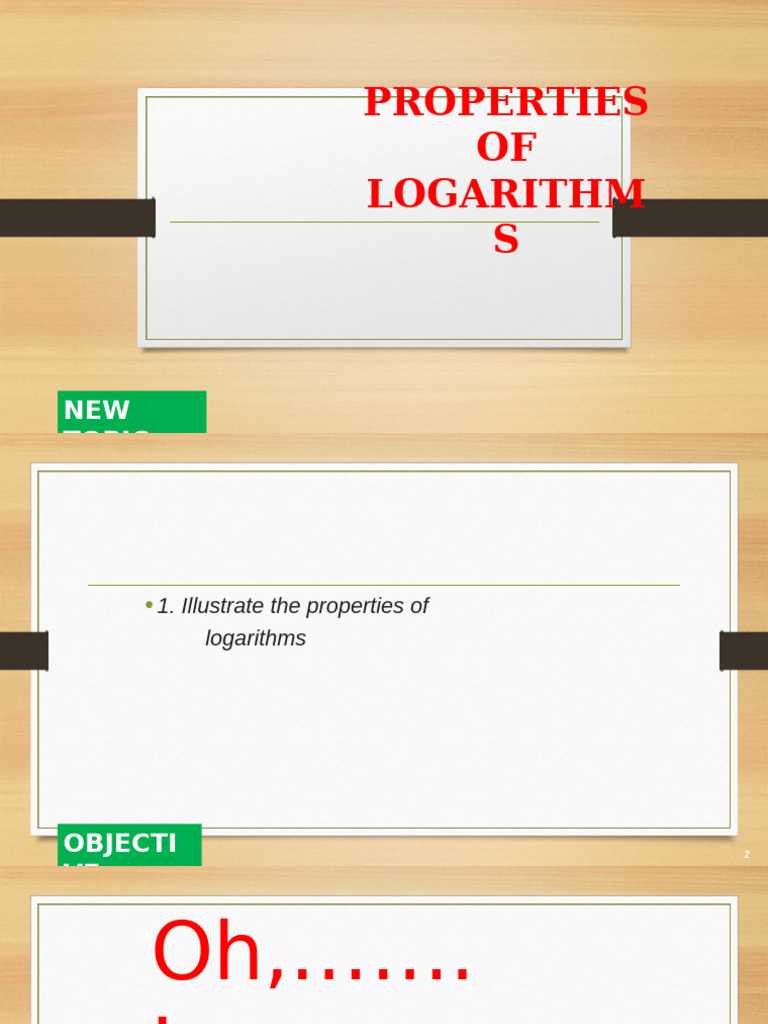 Properties of Logarithm | PDF | Logarithm | Numbers