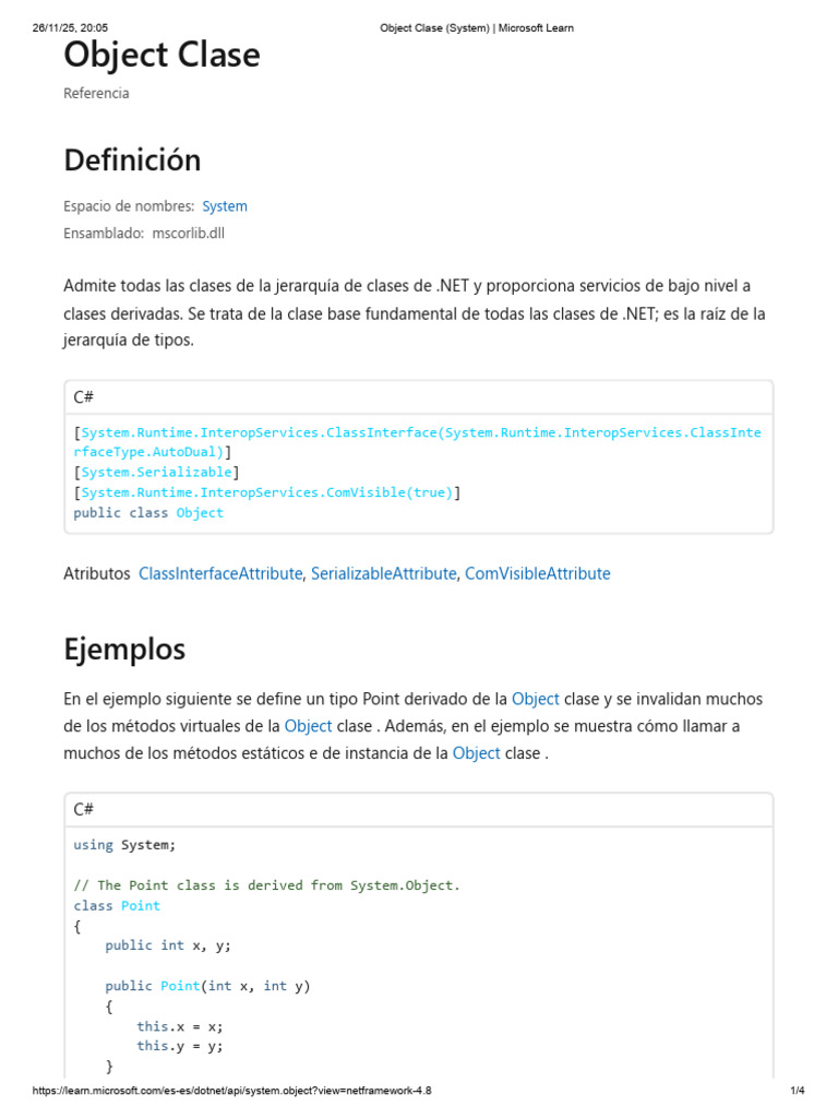 Object Clase | PDF | C Sharp (lenguaje de programación) | Programación de computadoras