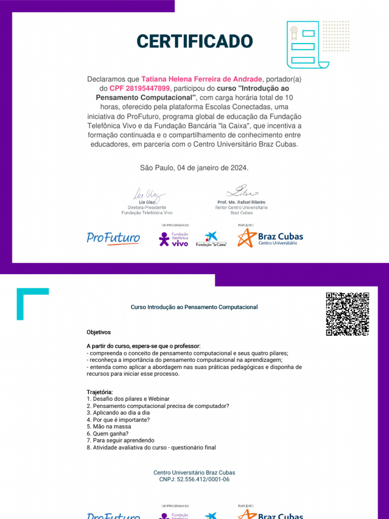 Certificado 419 Introducao Ao Pensamento Computacional 69992 (1) | PDF