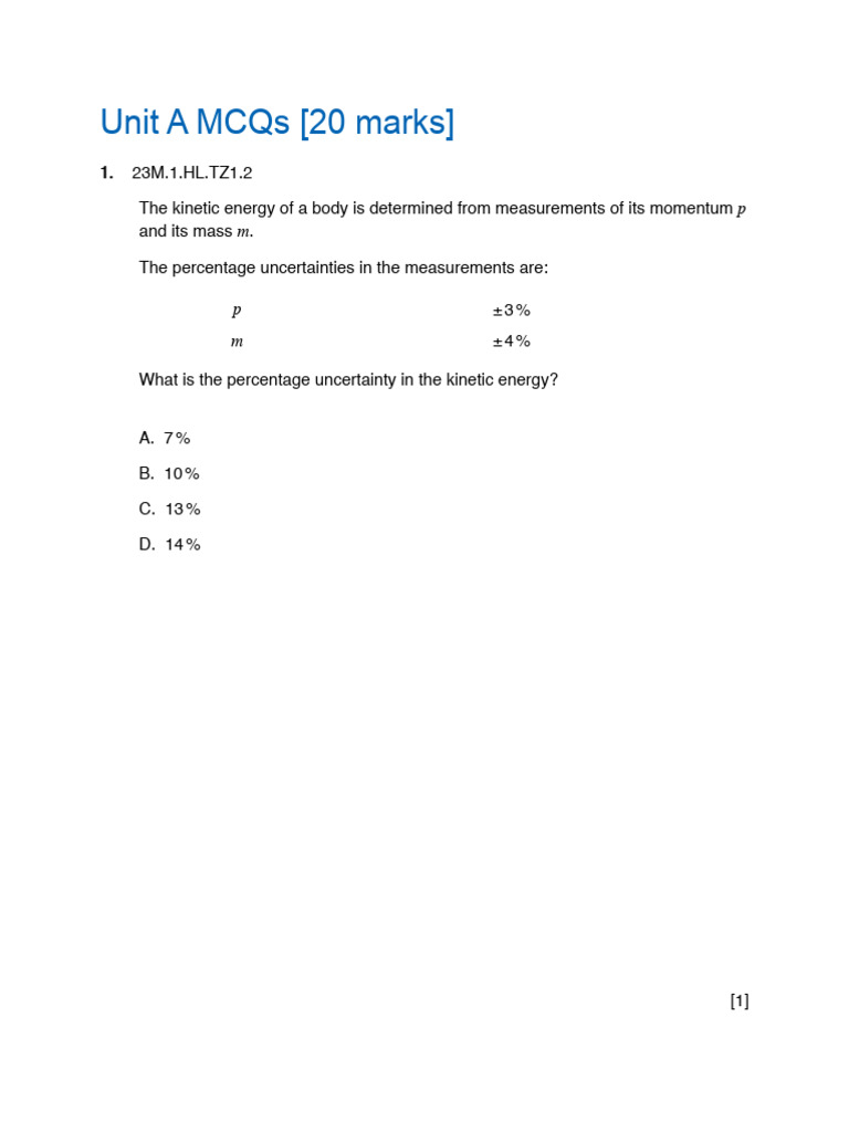 IB Mechanics MCQs V2 | PDF | Force | Acceleration