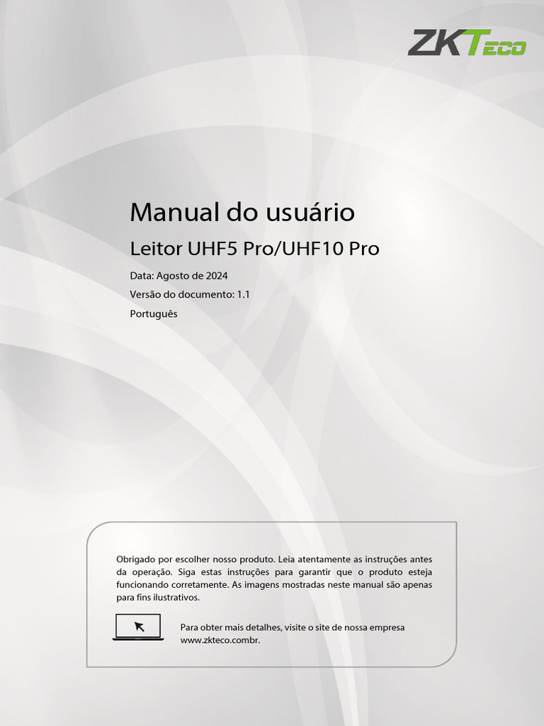 Manual do Usuário: Leitor UHF5/UHF10 Pro | PDF | Biometria | USB