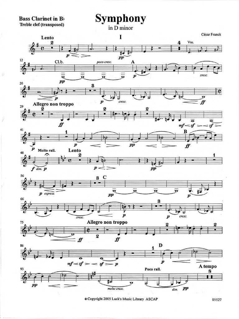 Bass Clarinet Symphony in D Minor | PDF