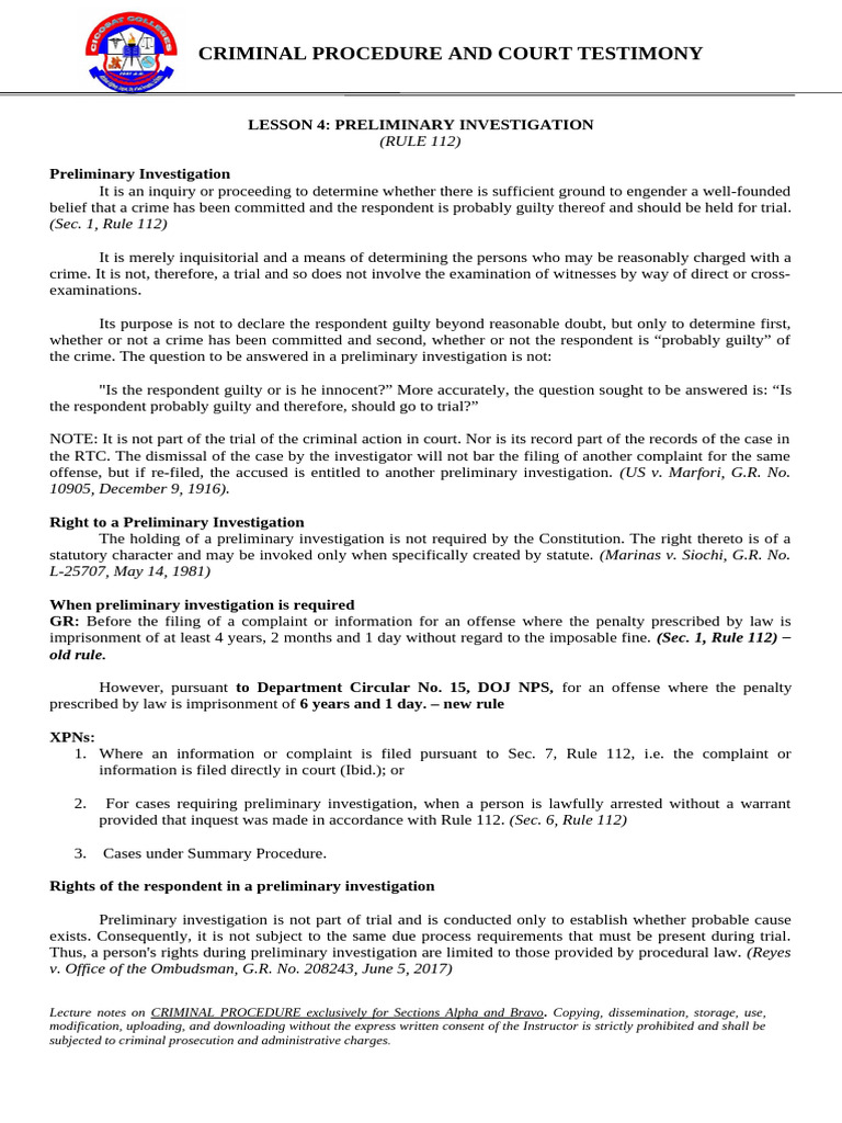 Understanding Preliminary Investigations | PDF | Prosecutor | Criminal ...