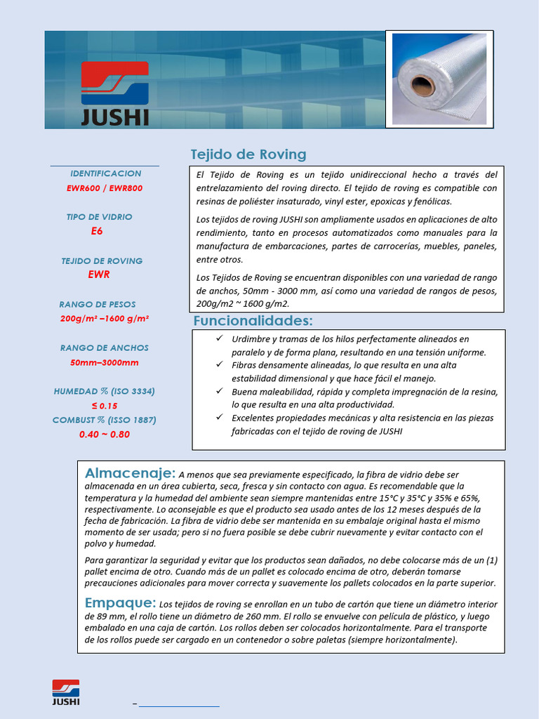 Tejido de Roving JUSHI: Especificaciones y Usos | PDF | Textiles ...