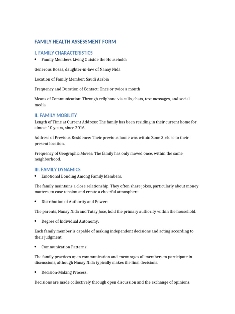 Family Health Assessment Overview | PDF