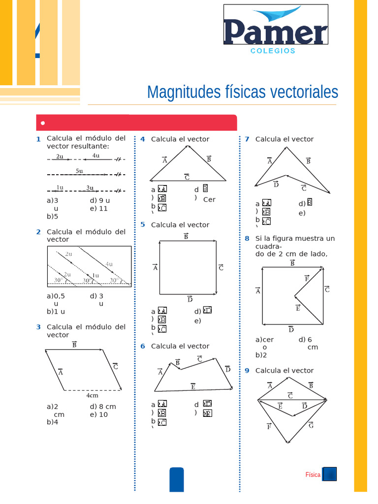 Magnitudes Físicas Vectoriales: Ejercicios | PDF