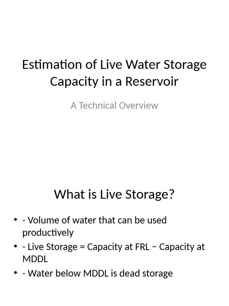 Live Water Storage Capacity Estimation | PDF