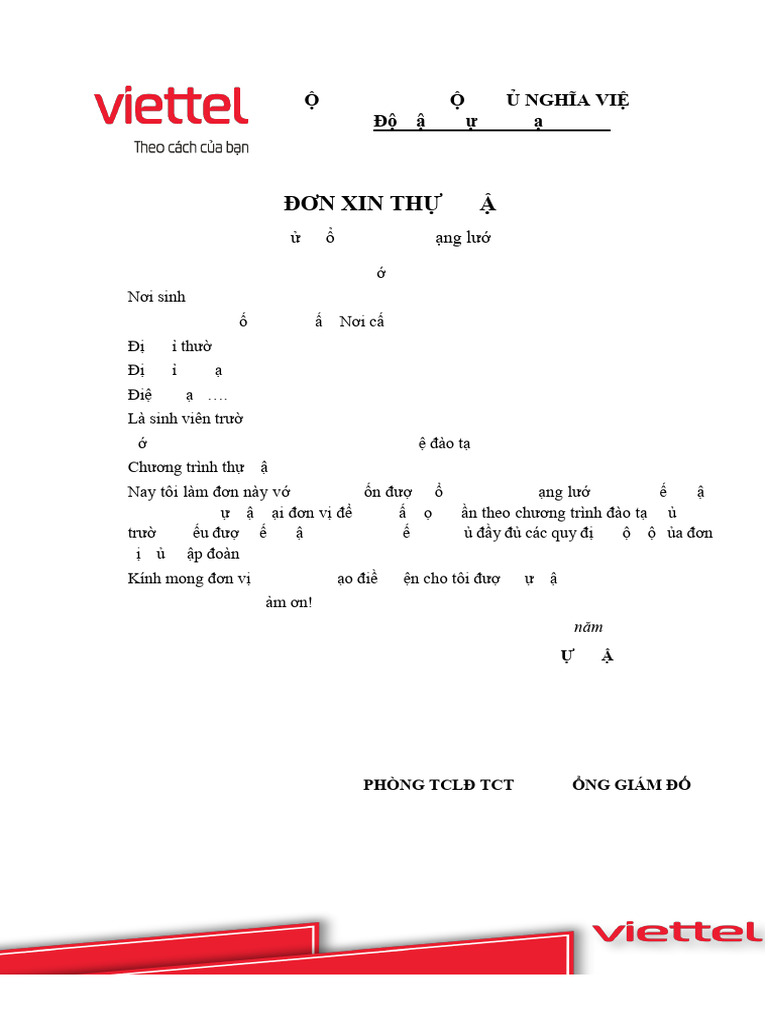 Mau Moi Don Xin Thuc Tap | PDF