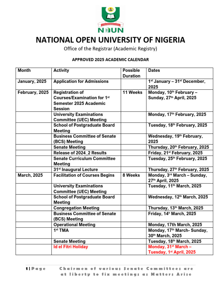 Approved 2025 Academic Calendar (1) | PDF | Academic Term