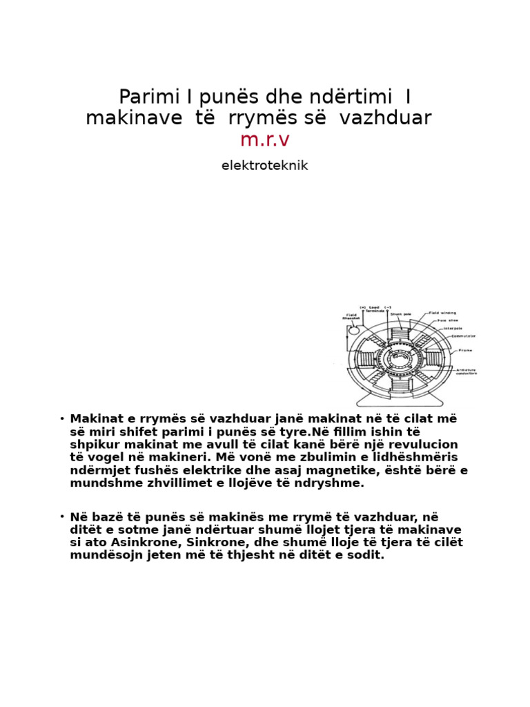Parimi I Punës Dhe Ndërtimi I Makinave TË | PDF
