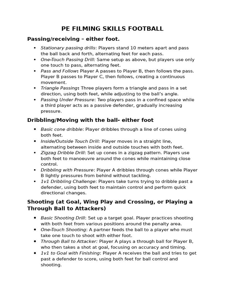 Pe Filming Skills Football | PDF | Forward (Association Football ...