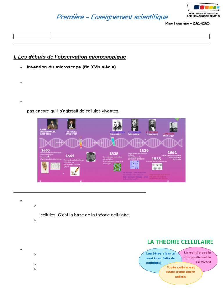 Histoire et théorie de la cellule | PDF | Membrane cellulaire | Cellule ...