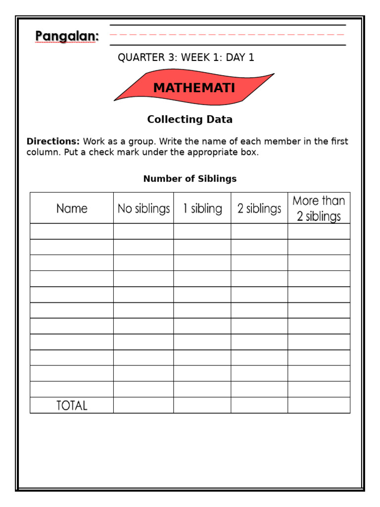 Worksheet Mathematics q3 Week1 | PDF | Foods
