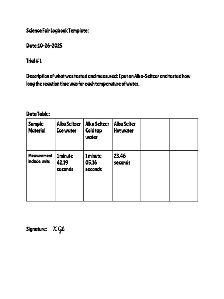 Science Fair Logbook Template | PDF | Aspirin