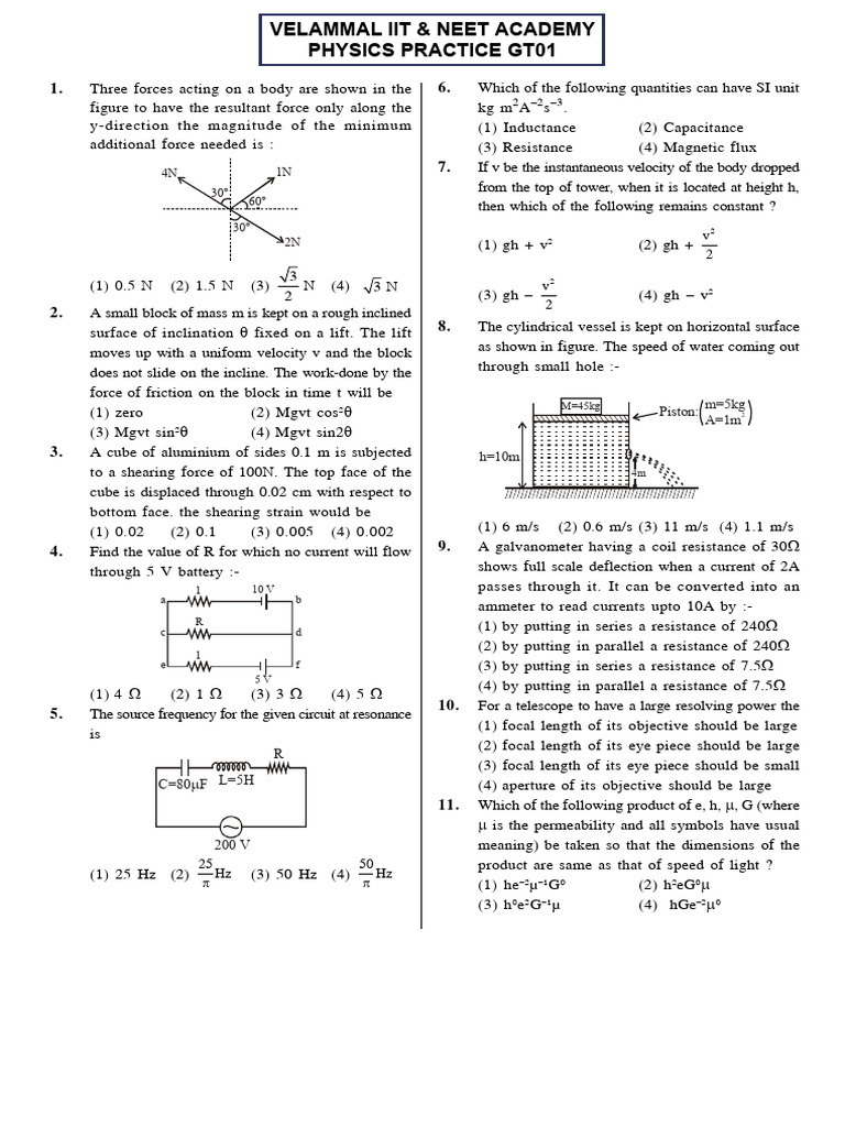 Phy Practice Gt01 | PDF | Force | Collision
