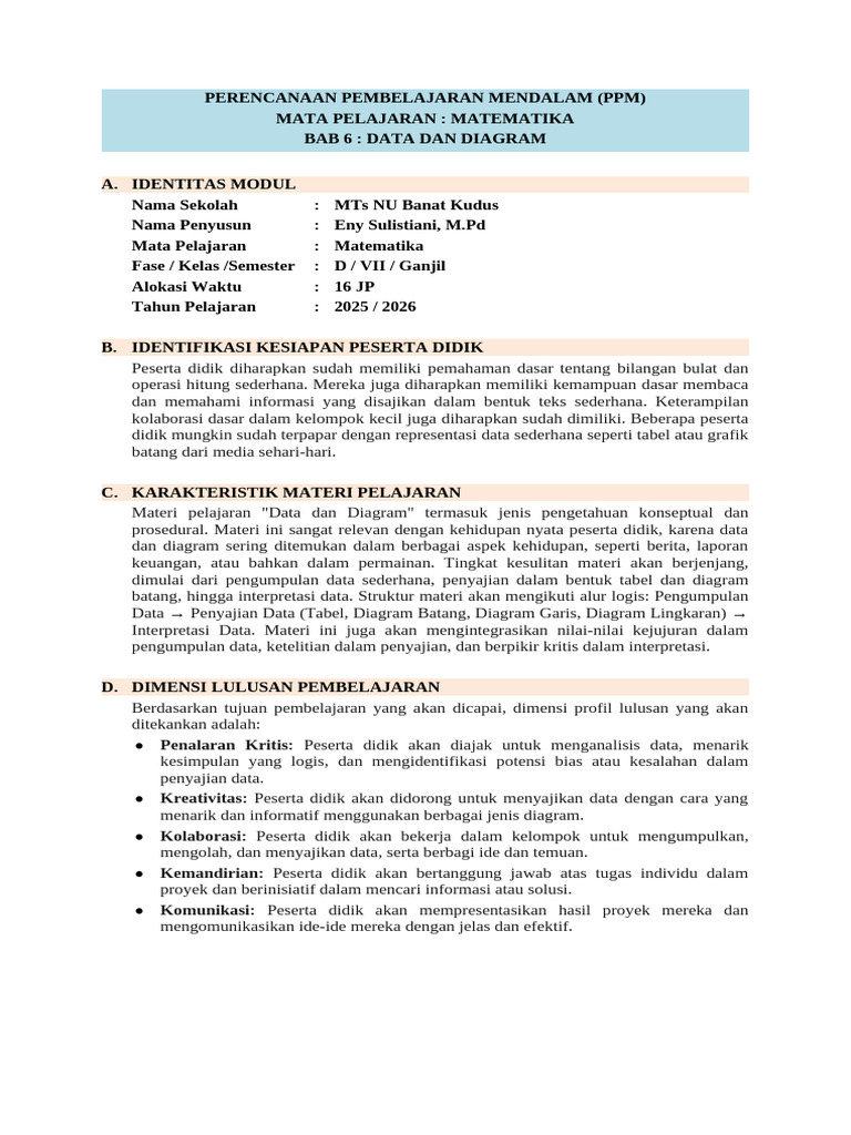 Pembelajaran Data dan Diagram Matematika | PDF