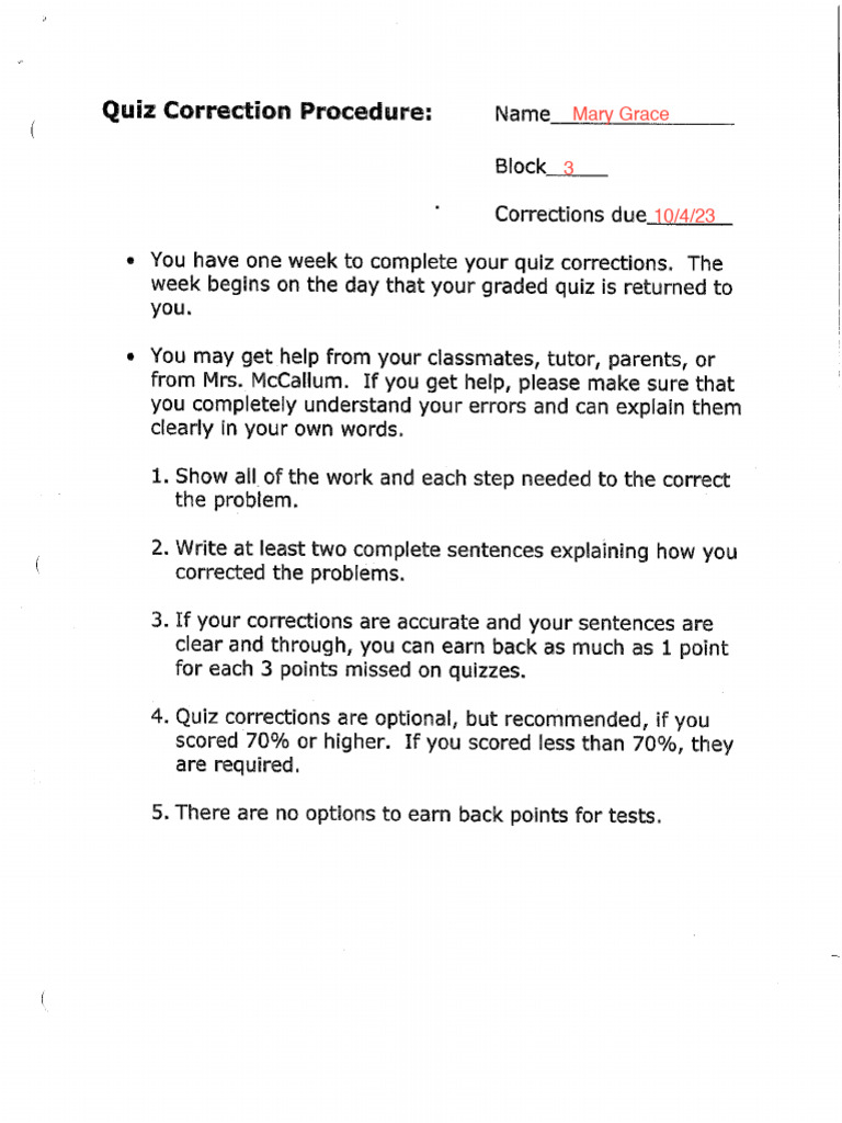 Correction Form | PDF