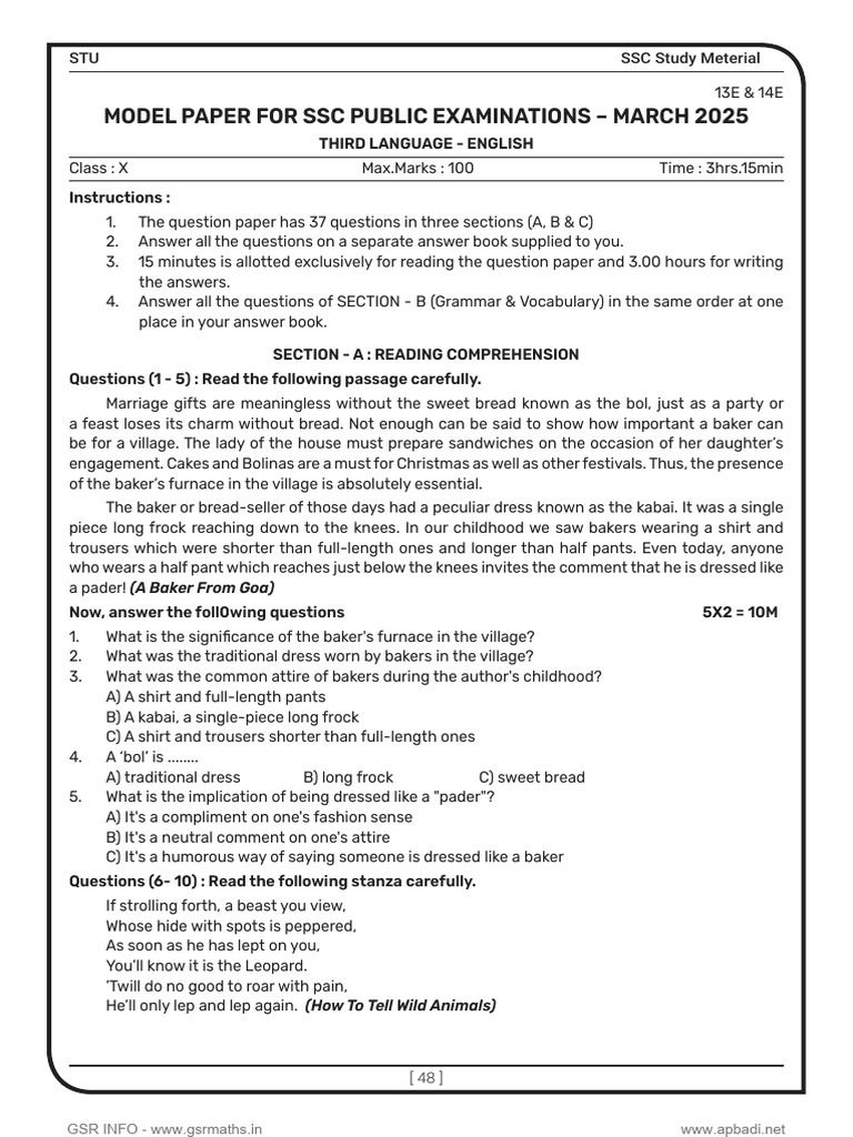 SSC Model Paper for English Exam 2025 | PDF | Artificial Intelligence ...