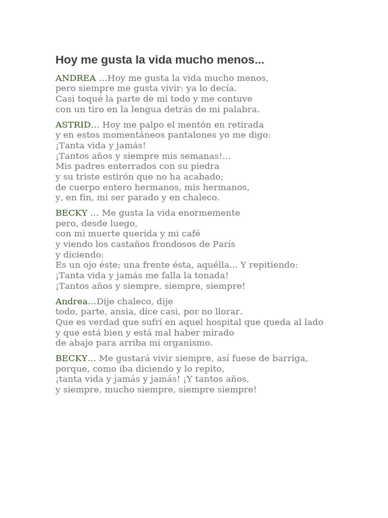 Hoy Me Gusta La Vida Mucho Menos | PDF
