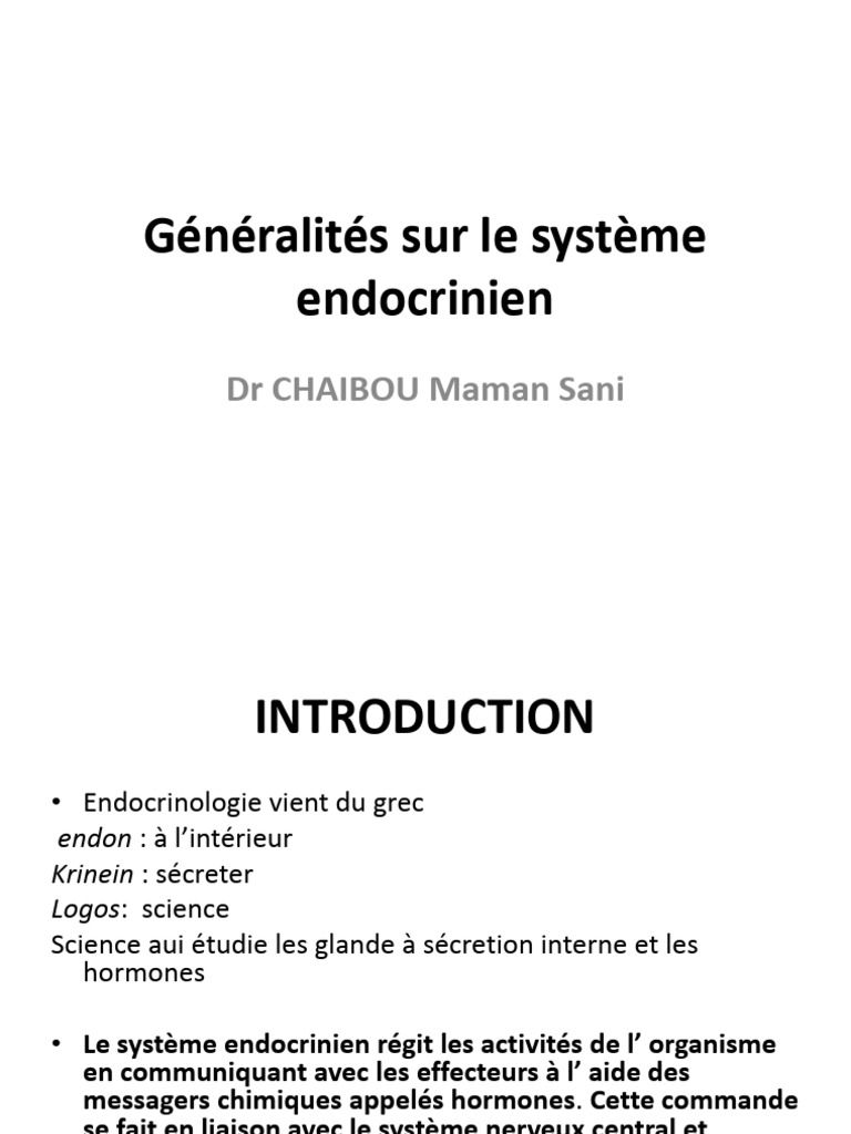 Généralités Sur Le Système Endocrinien | PDF | Hormone | Pancréas