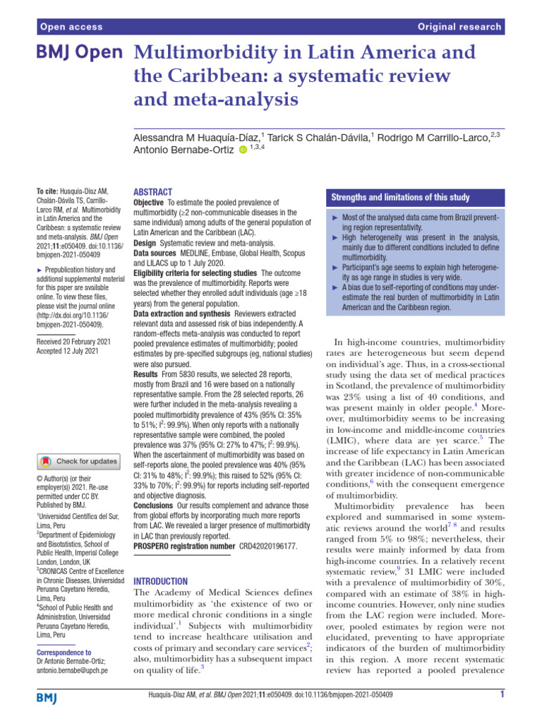 Multimorbidity Prevalence in LAC | PDF | Systematic Review | Sampling ...