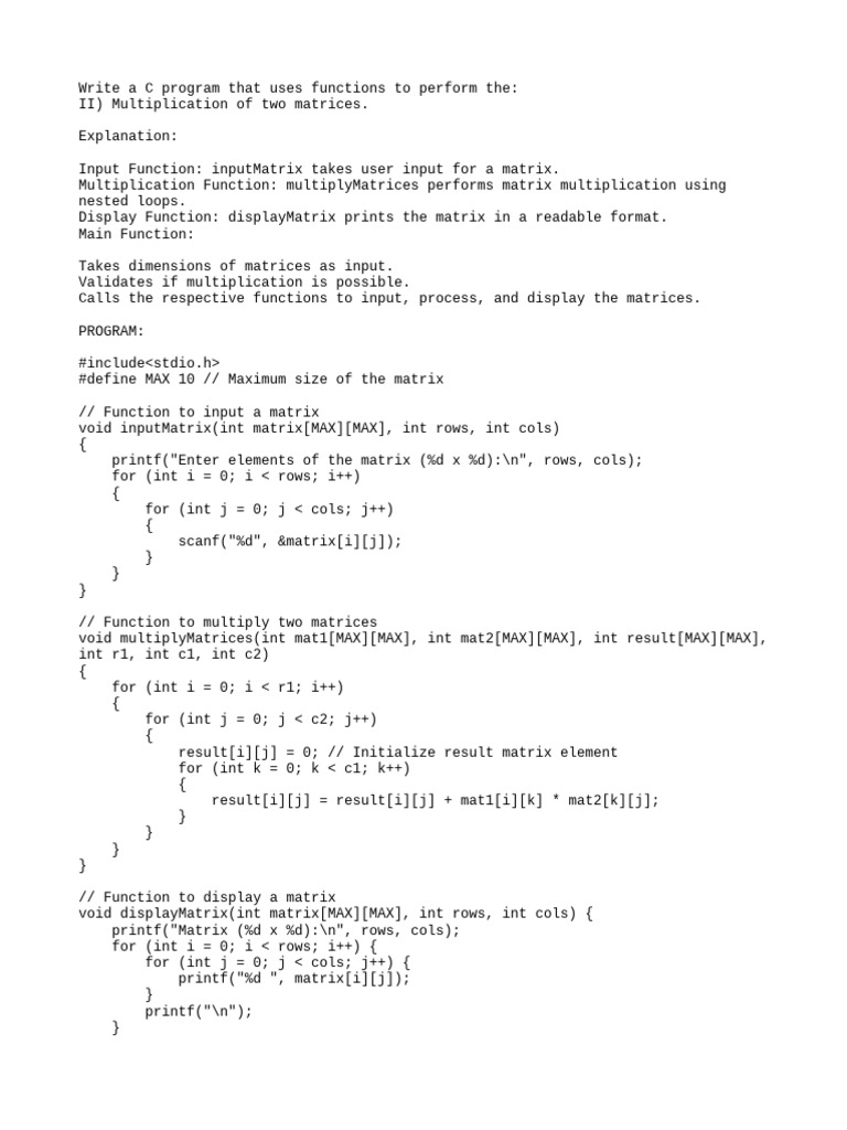 B) (II) Multiplication of Matrices | PDF | Matrix (Mathematics ...