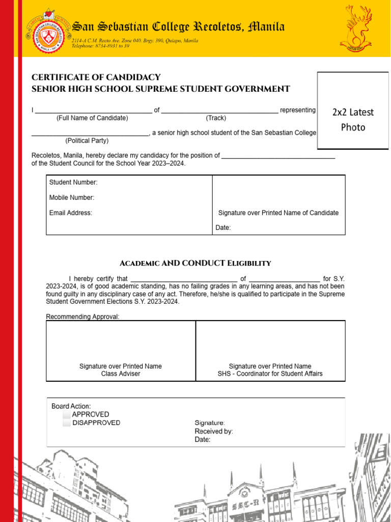 Senior High School Candidacy Form | PDF