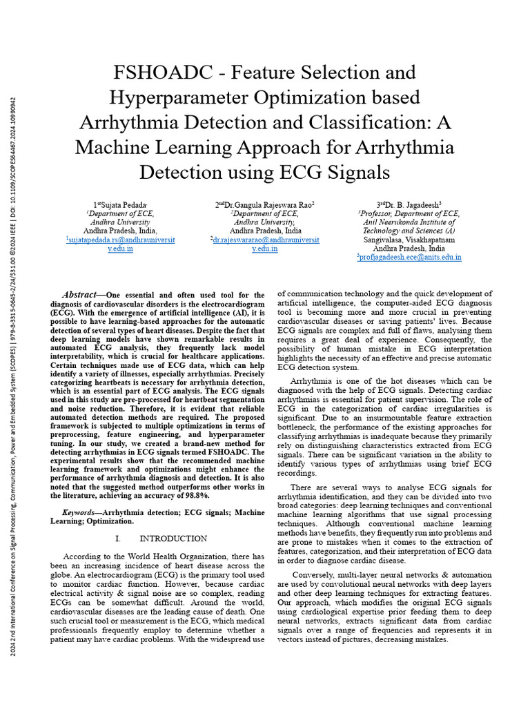 FSHOADC - Feature Selection and Hyperparameter Optimization Based Arrhythmia Detection and ...