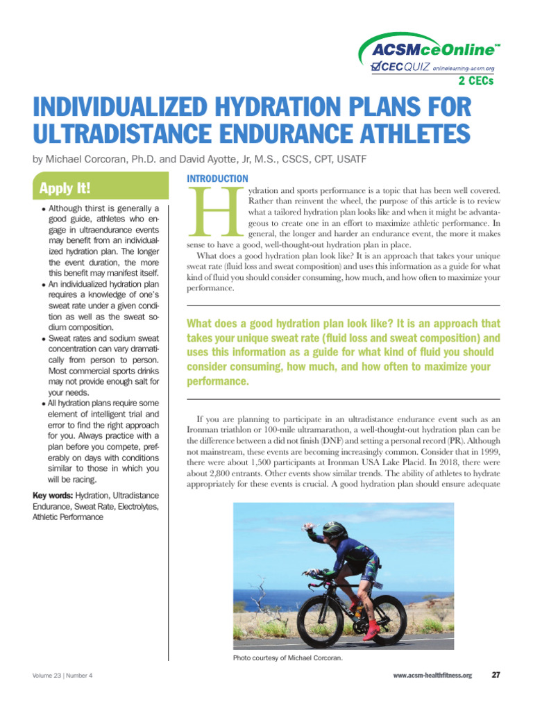 2019 - Individualized Hydration Plans For Ultra Athletes | PDF ...