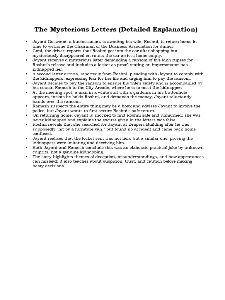The Mysterious Letters (Detailed Explanation) | PDF