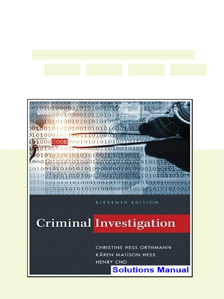 Criminal Investigation 11th Edition Hess Solutions Manual sample | PDF ...