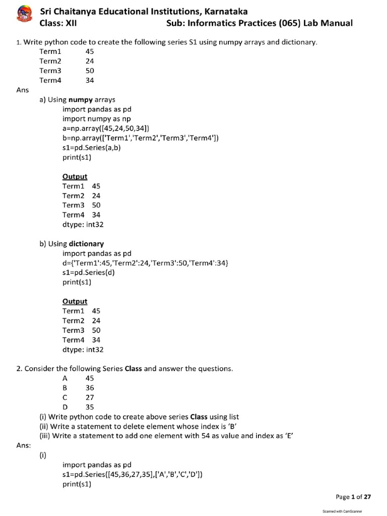 Class XII IP Lab Manual 2025-26 | PDF