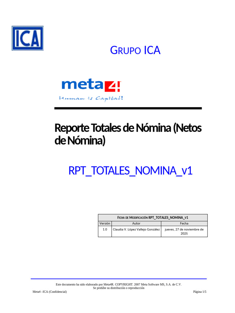 RPT TOTALES NOMINA v1 | PDF | Software | Informática