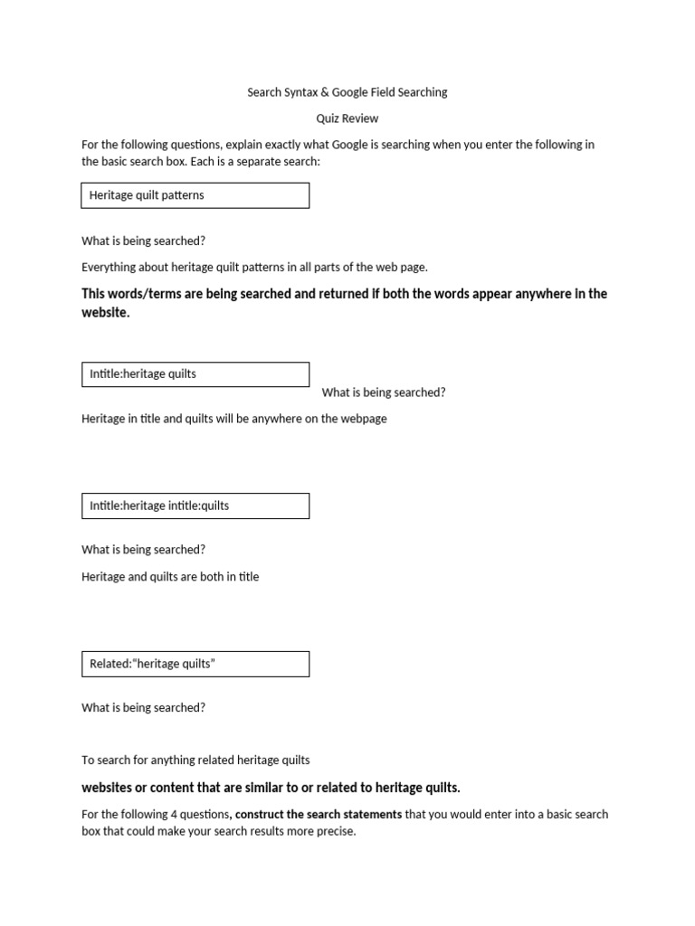 Search Syntax Google Review For Quiz 1 2024 | PDF | Libraries ...