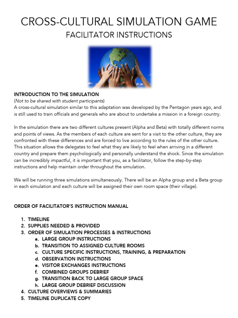 Cross-Cultural Simulation Game Guide | PDF