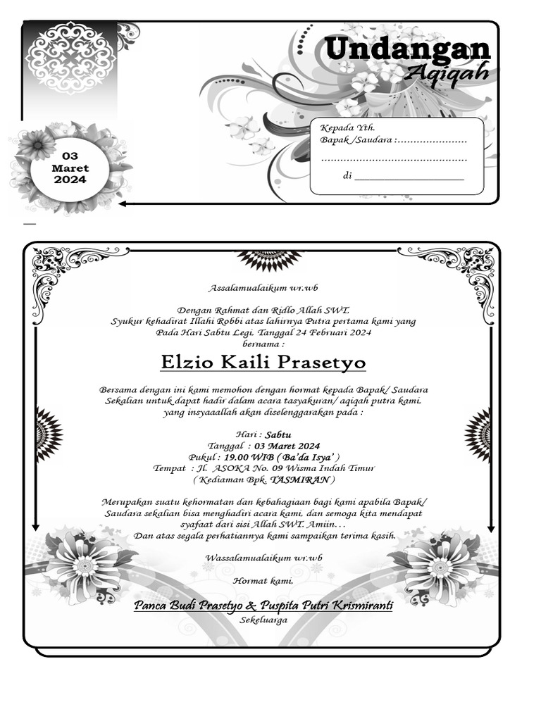 Undangan Zio | PDF