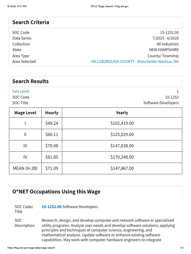 OFLC Wage Search _ Flag.dol.Gov | PDF | Databases | System On A Chip