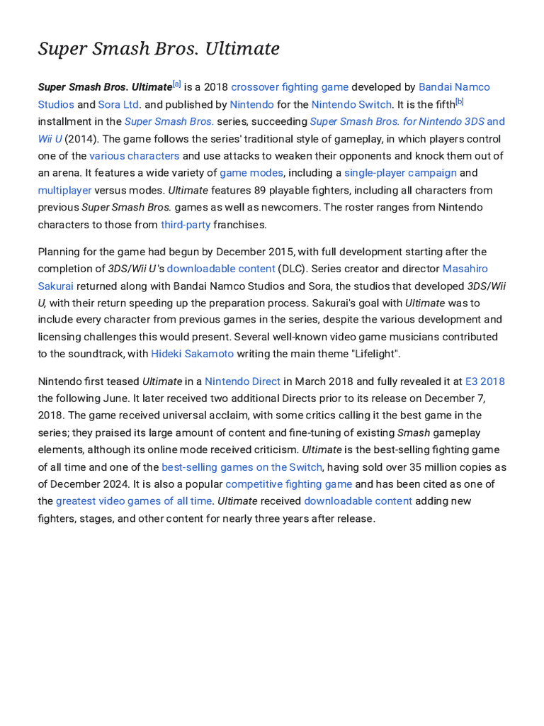 Super Smash Bros. Ultimate - Wikipedia | PDF | Electronic Publishing ...