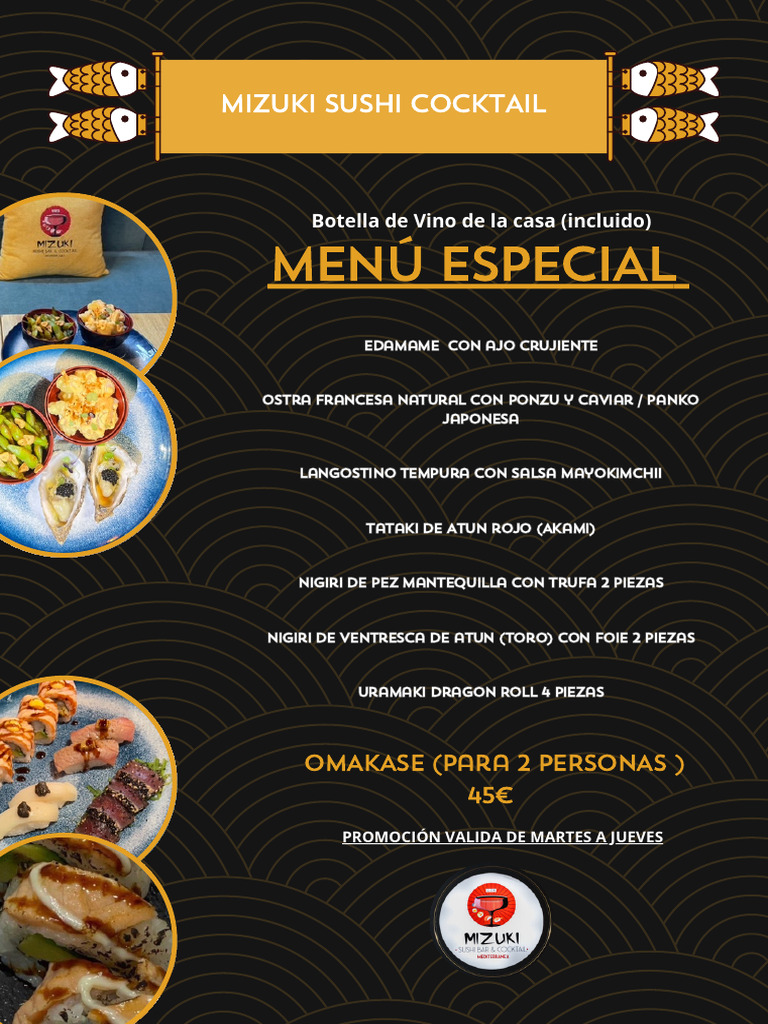 Menú Martes A Jueves Mizuki Sushi | PDF