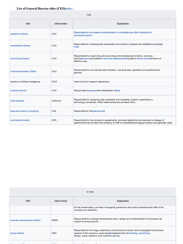 List of Titles For General Manager | PDF | Chief Information Officer ...