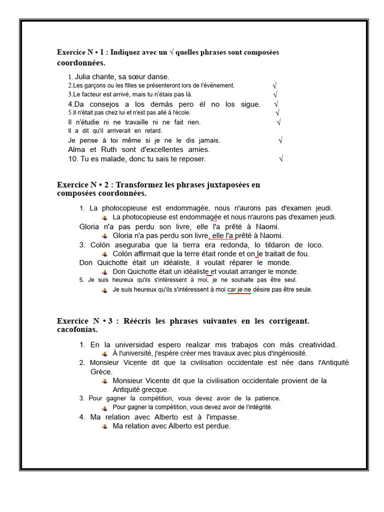 Exercices de grammaire et de rédaction | PDF | Fruit | Lexique