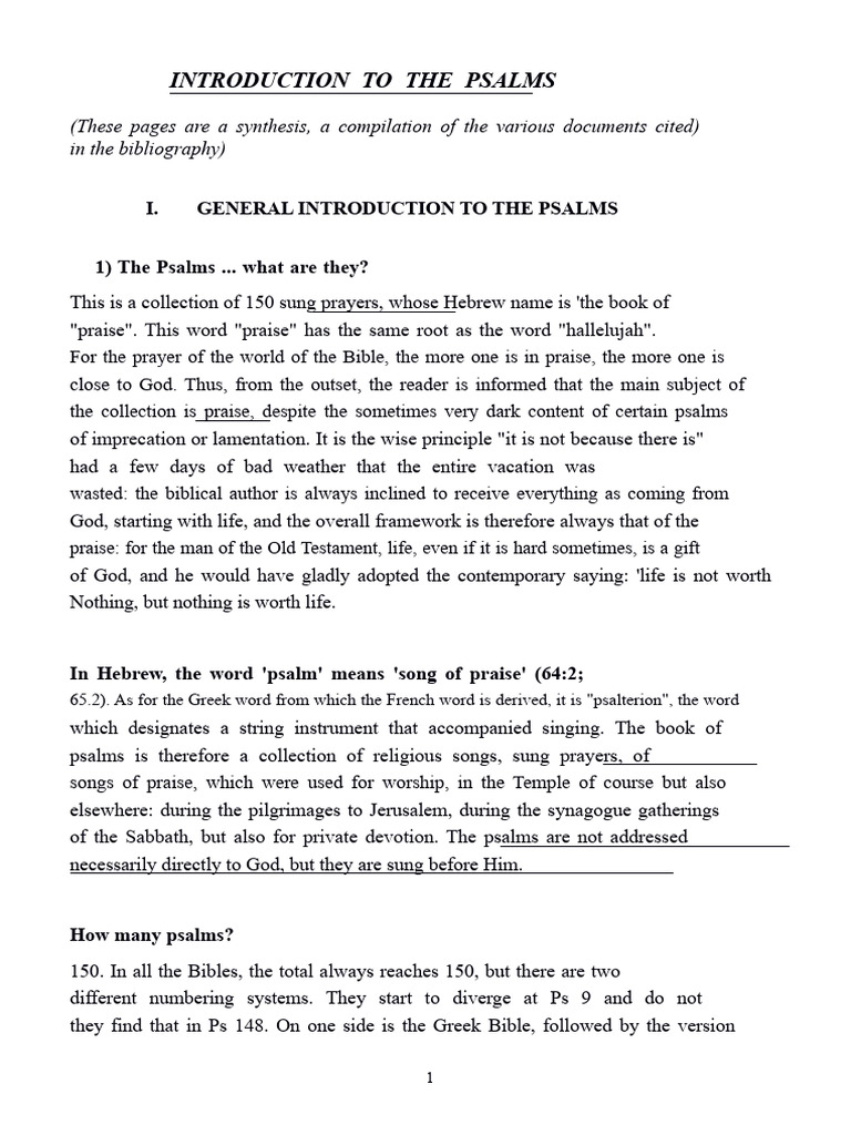 Introduction To The Psalms | PDF | Psalms | Jesus