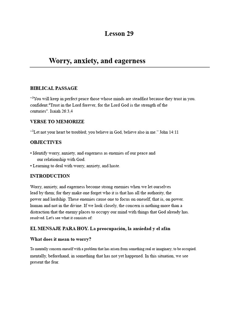 Overcoming Worry and Anxiety in Faith | PDF | God | Prayer