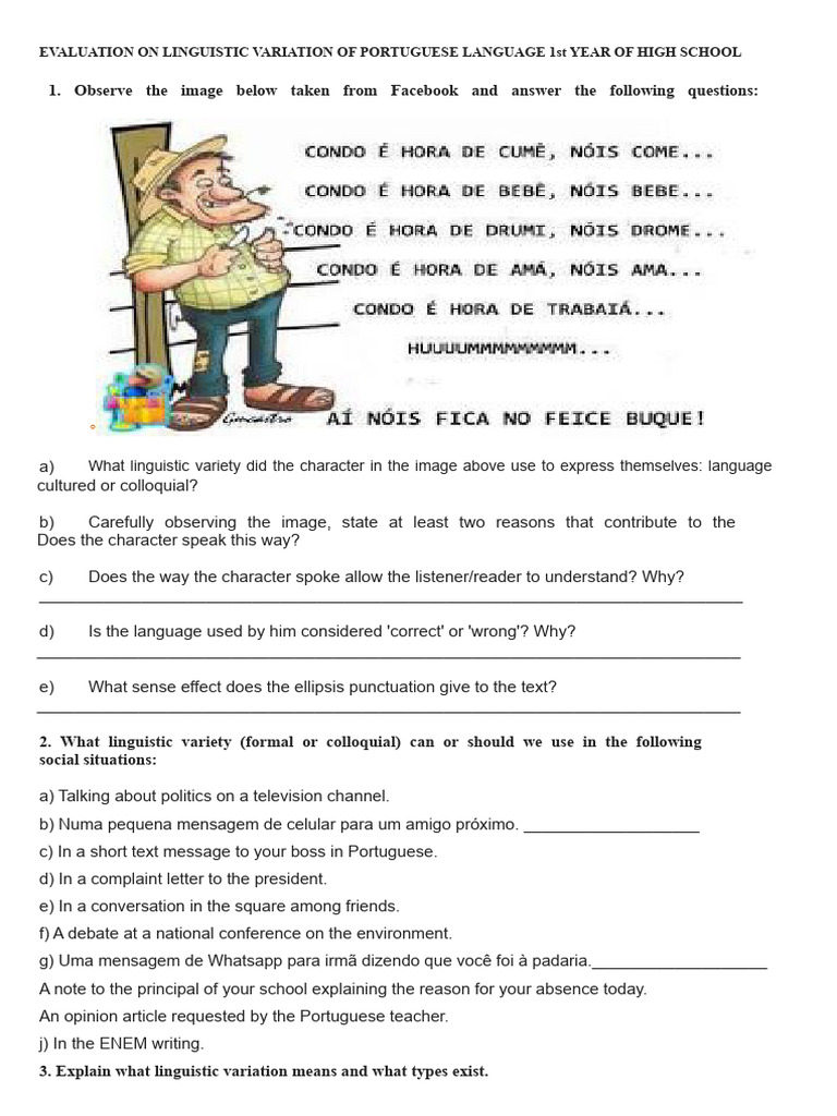 Linguistic Variation Activities.docx | PDF | Linguistics | Human ...