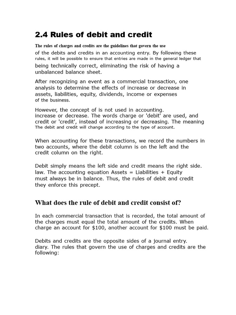 2.4 RULES OF DEBIT AND CREDIT_ Jiménez Herrera | PDF | Debits And ...